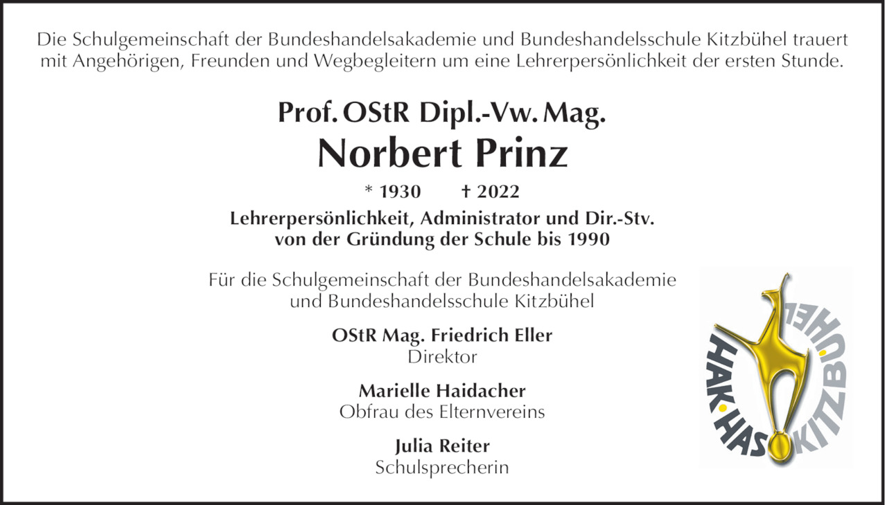 Traueranzeige von Norbert Prinz vom 29.10.2022 | Tiroler Tageszeitung