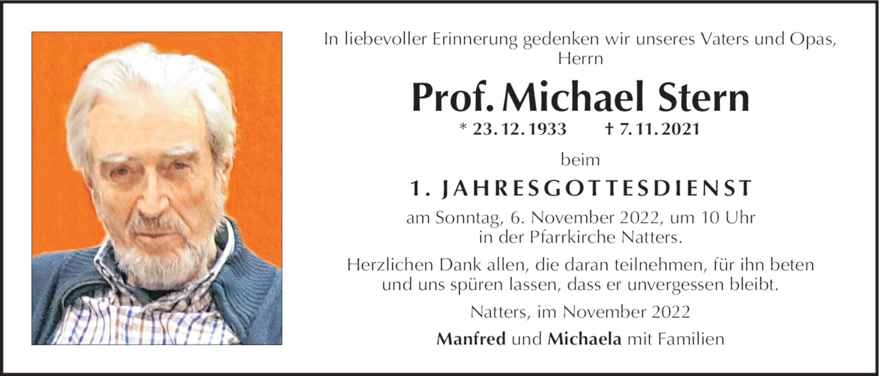 Jahrestag von Michael Stern vom 07.11.2021 | Tiroler Tageszeitung