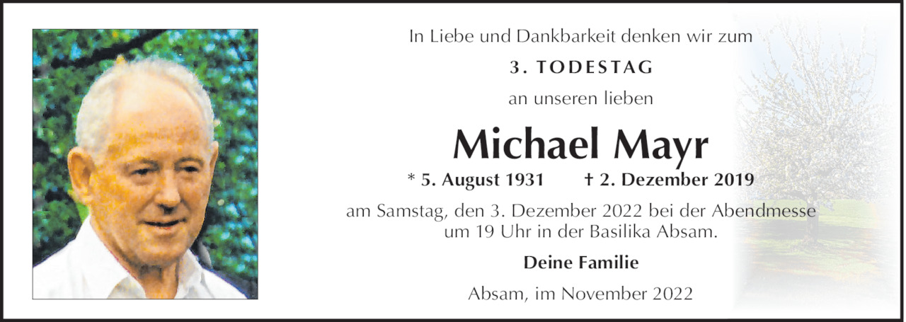 Jahrestag von Michael Mayr vom 02.12.2019 | Tiroler Tageszeitung