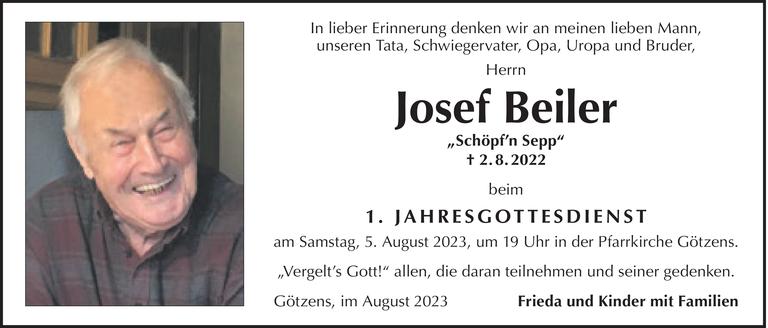 Jahrestag von Josef Beiler vom 02.08.2022 | Tiroler Tageszeitung