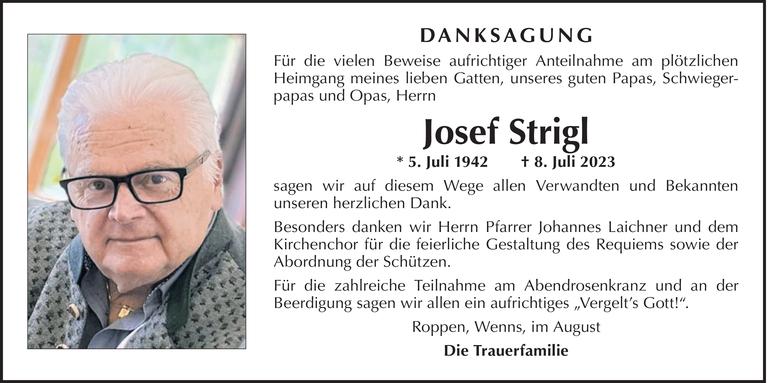 Danksagung von Josef Strigl vom 08.07.2023 | Tiroler Tageszeitung
