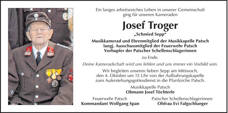 Traueranzeige von Josef Troger vom 01.03.2023 | Tiroler Tageszeitung