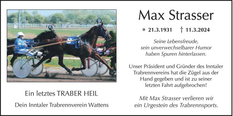 Traueranzeige von Max Strasser vom 11.03.2024 | Tiroler Tageszeitung Traueranzeige von Max Strasser vom 11.03.2024 | Tiroler Tageszeitung
