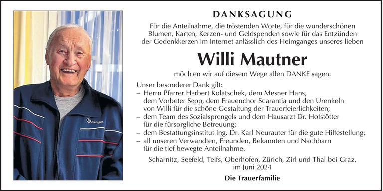 Danksagung von Willi Mautner vom 08.06.2024 | Tiroler Tageszeitung