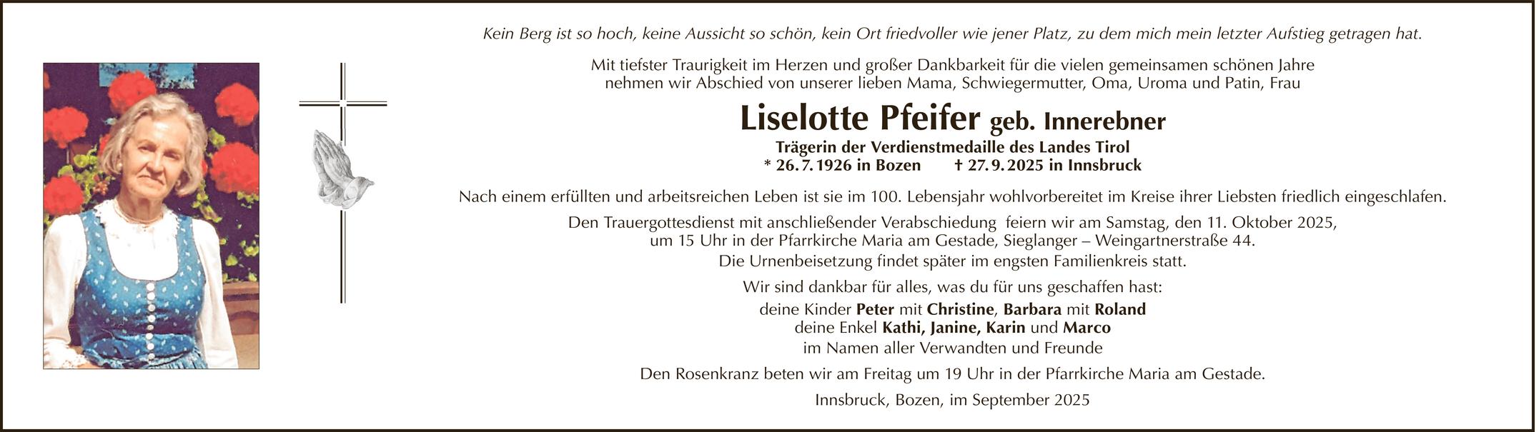 undefined von Liselotte Pfeifer vom 27.09.2025 | Tiroler Tageszeitung